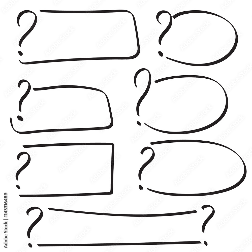Set of vector question mark with text box hand drawn. Sketch style ...