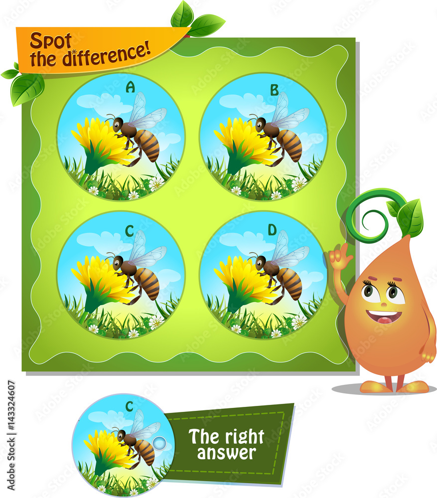 bee Spot the difference Stock Vector | Adobe Stock