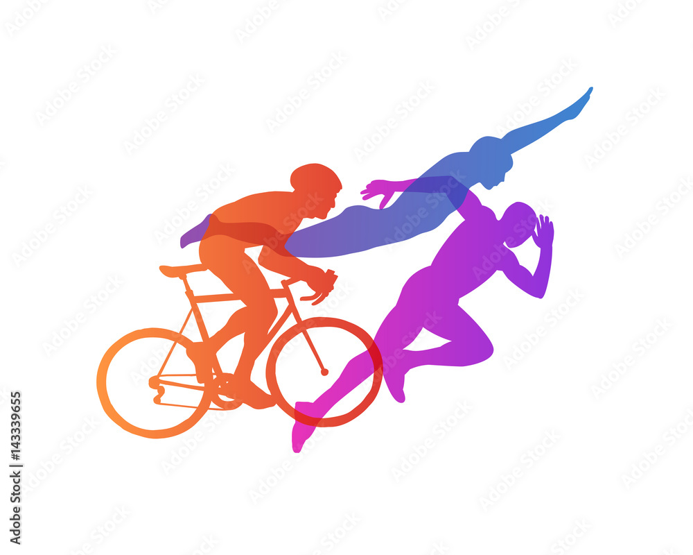 Triathlon vector silhouettes set Stock Vector | Adobe Stock