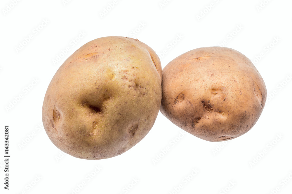 two potatoes on a white background Stock Photo | Adobe Stock