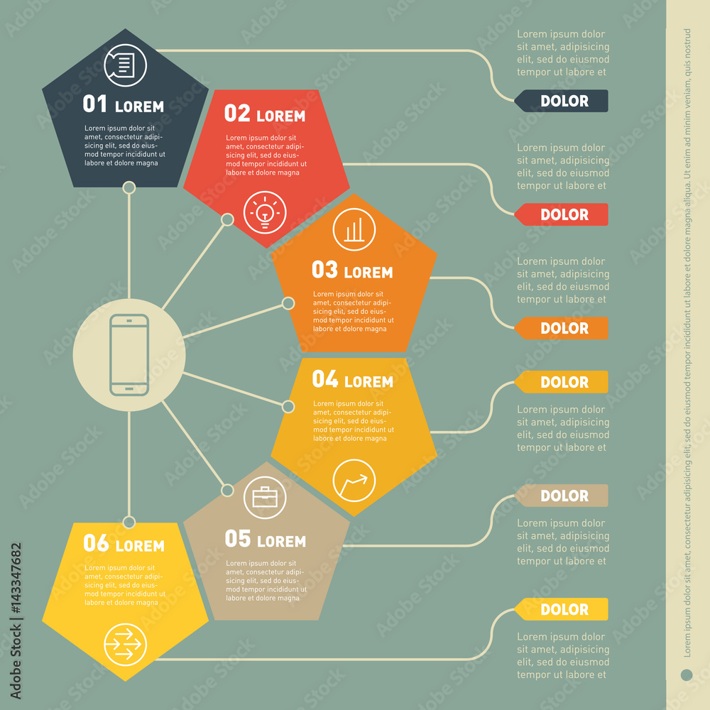Business presentation concept with six options. Web Template of mindmap ...