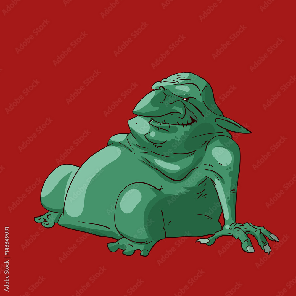 Colorful vector illustration of a fat troll Stock Vector | Adobe Stock
