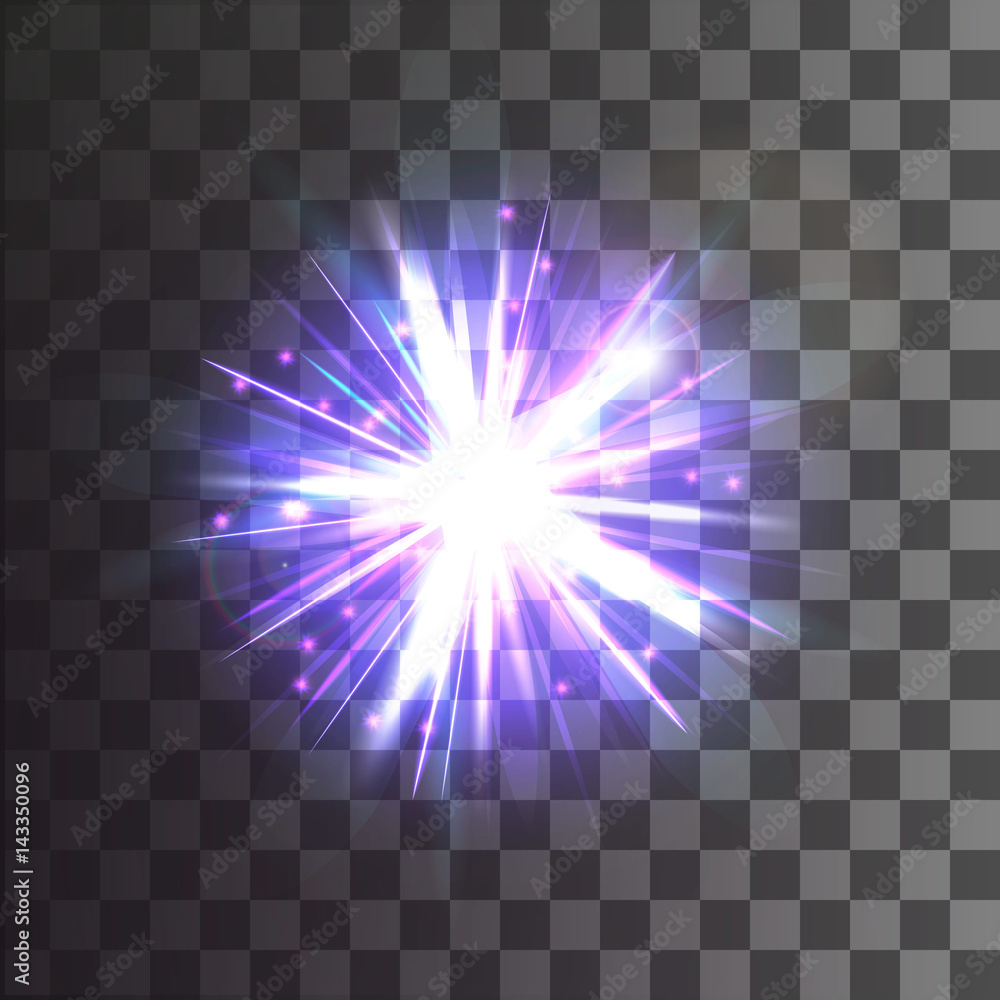 Blue flash of light on a transparent background Stock Vector | Adobe Stock