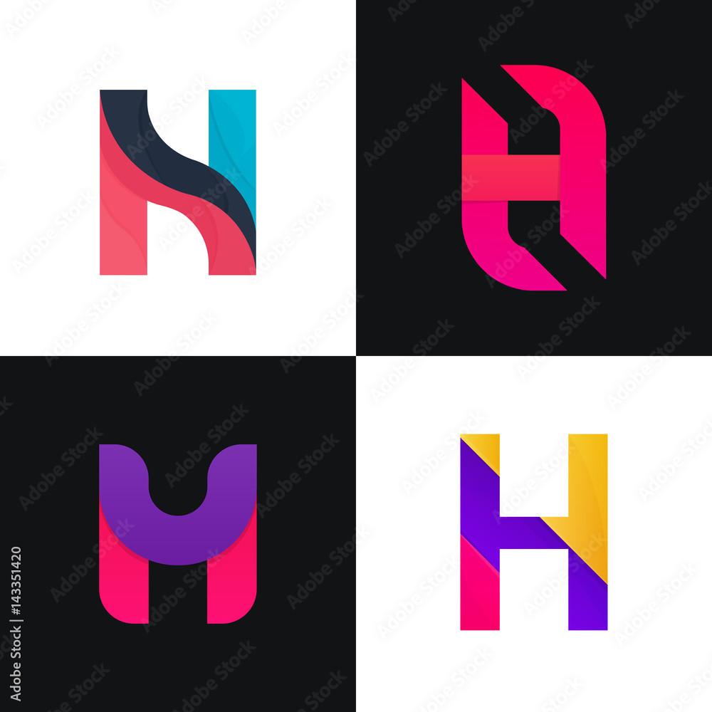Set of abstract H letters logo ideas for company brand sign symbols ...