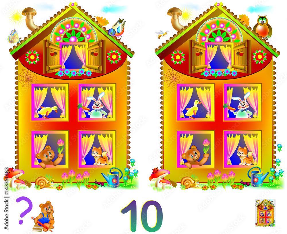 Logic Puzzle Game For Young Children Need To Find 10 Differences Logic Puzzle Game For Young Children Need To Find 10 Differences
