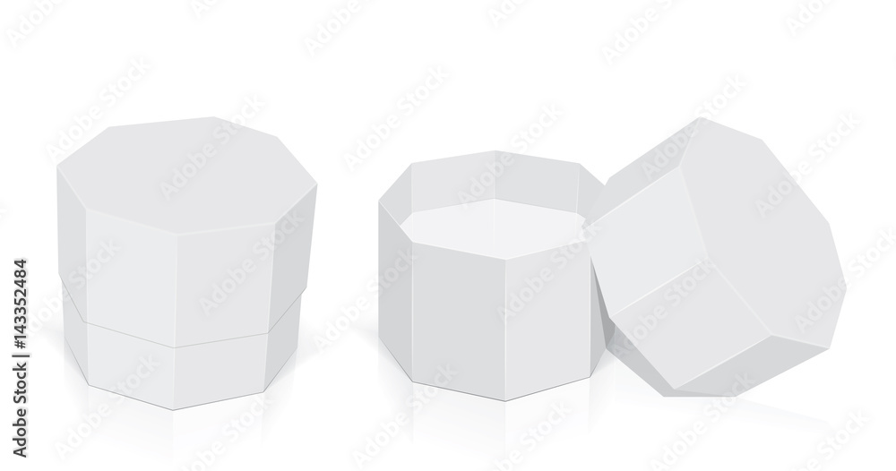 Octagonal box for your design and logo. It's easy to change colors ...