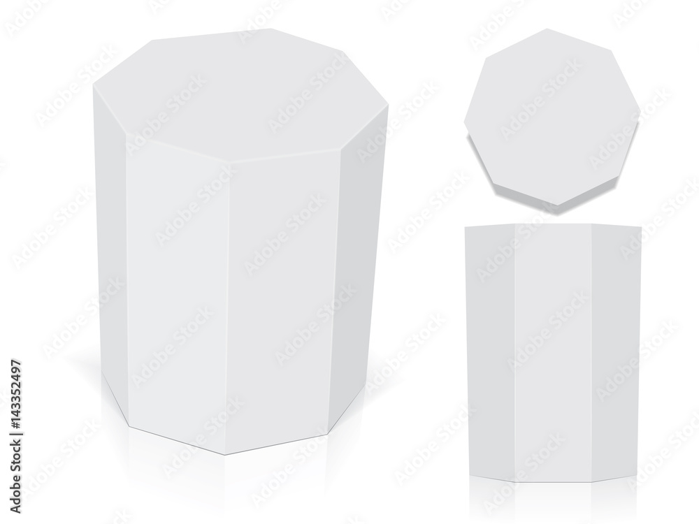 Octagonal box for your design and logo. It's easy to change colors ...