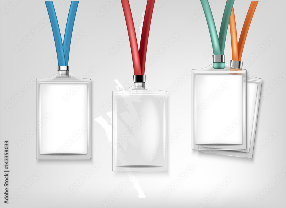 Set of Badge Identification. Plastic transparent badge. Template For ...