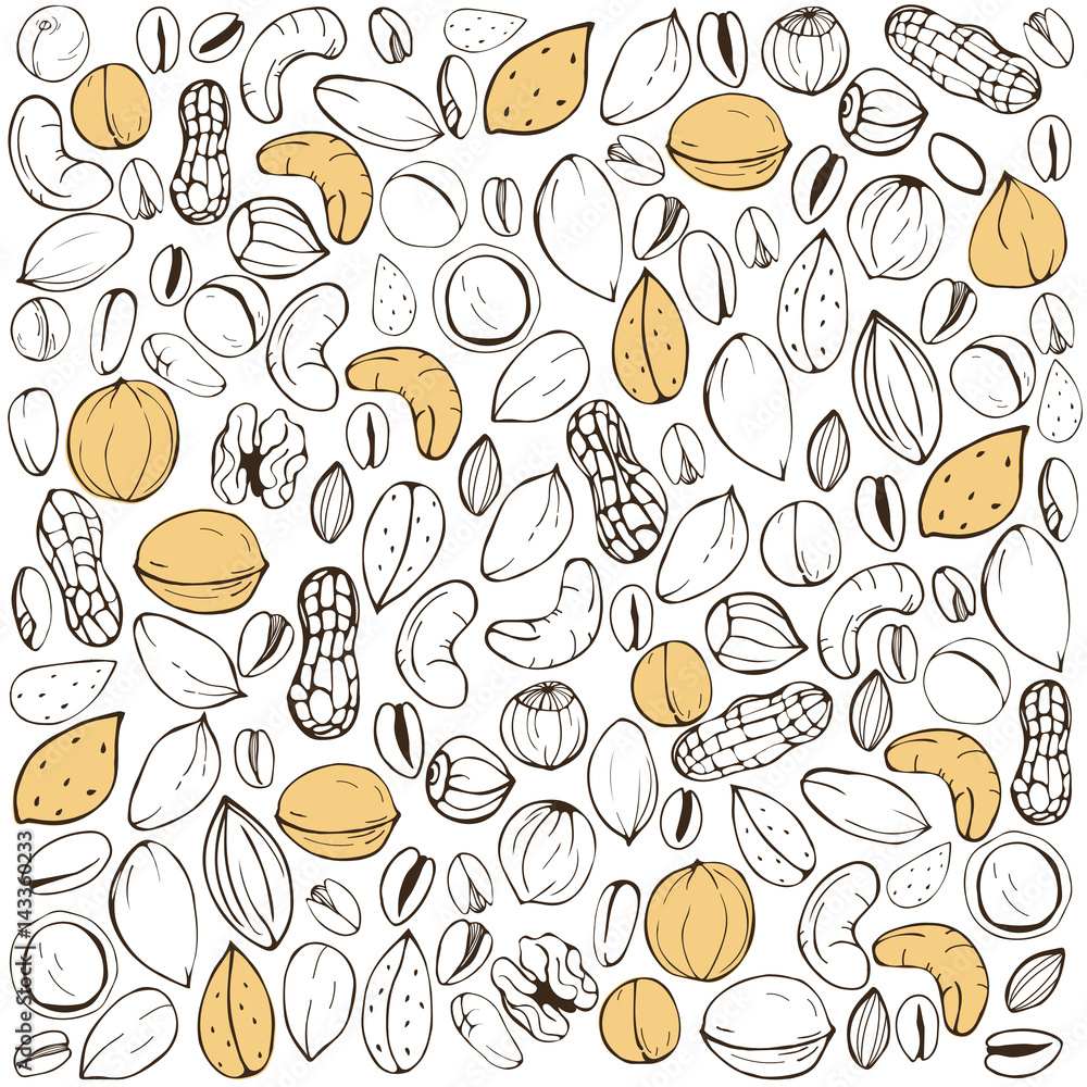 Background with nuts. Vector illustration. Stock Vector | Adobe Stock
