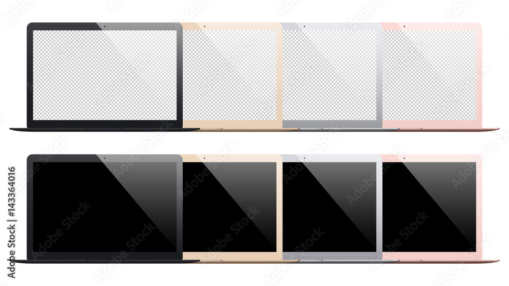 laptop mockup set isolated on white background. stock vector ...