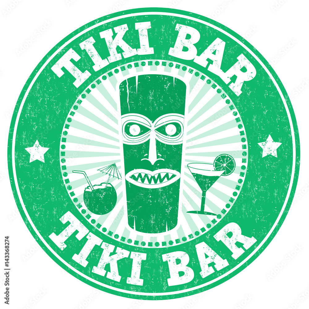 Tiki Bar sign or stamp Stock Vector | Adobe Stock