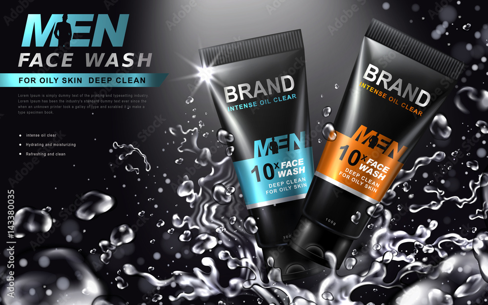 face wash for men ad Stock Vector | Adobe Stock