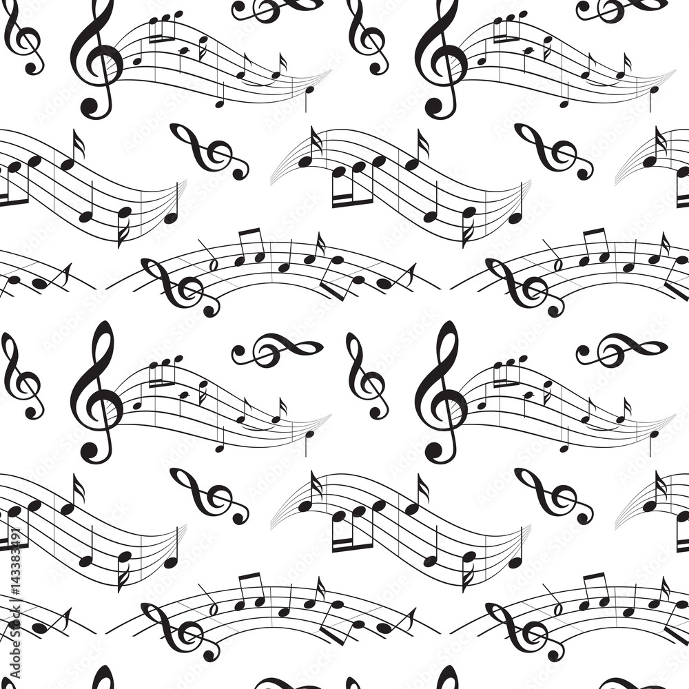 seamless pattern with music notes - vector background Stock Vector ...
