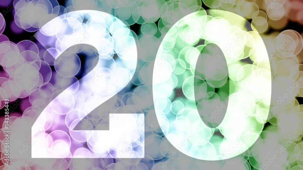 Twenty to twenty one years birthday fade in/out animation with color ...