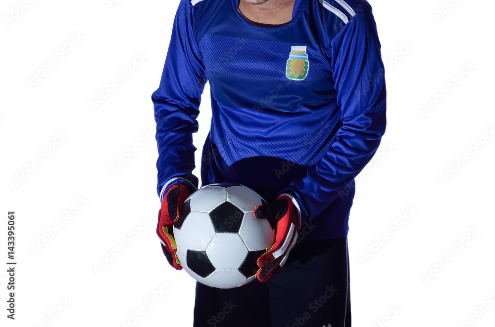 Soccer goalkeeper save goal in white background Stock Photo | Adobe Stock