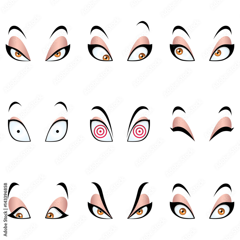 Set of cartoon eyes isolated on wight background. Vector illustration ...