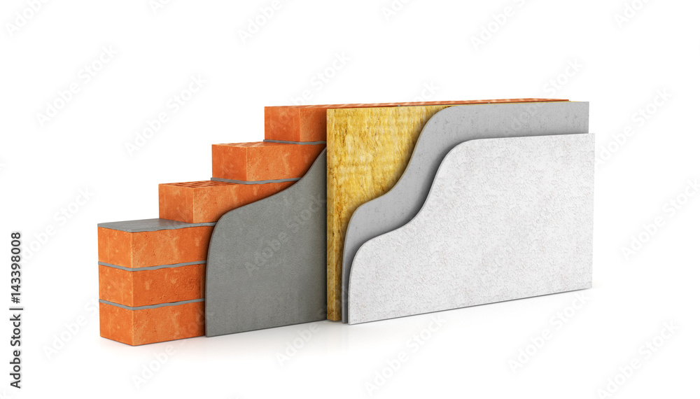 Cross-section of a wall. Thermal insulation. Stock Illustration | Adobe ...