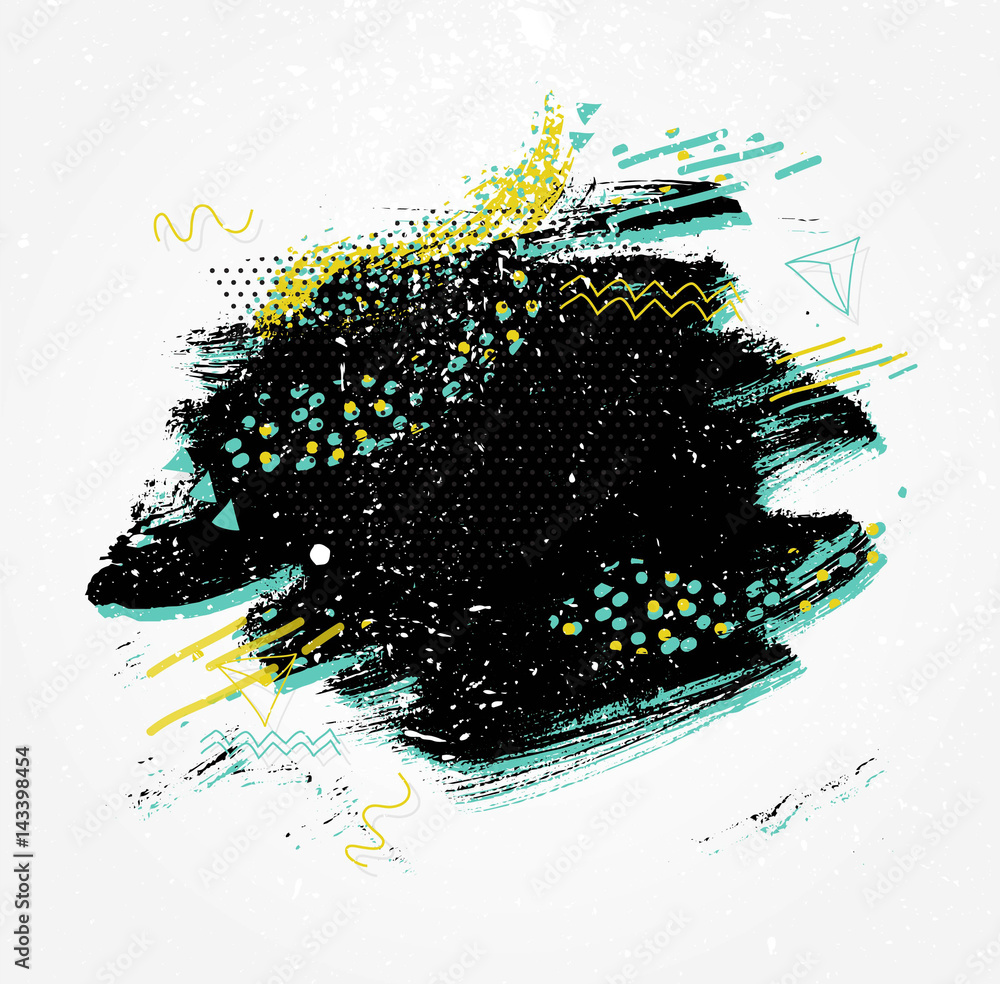 Abstract black splatter text frame isolated. Splash watercolor ...