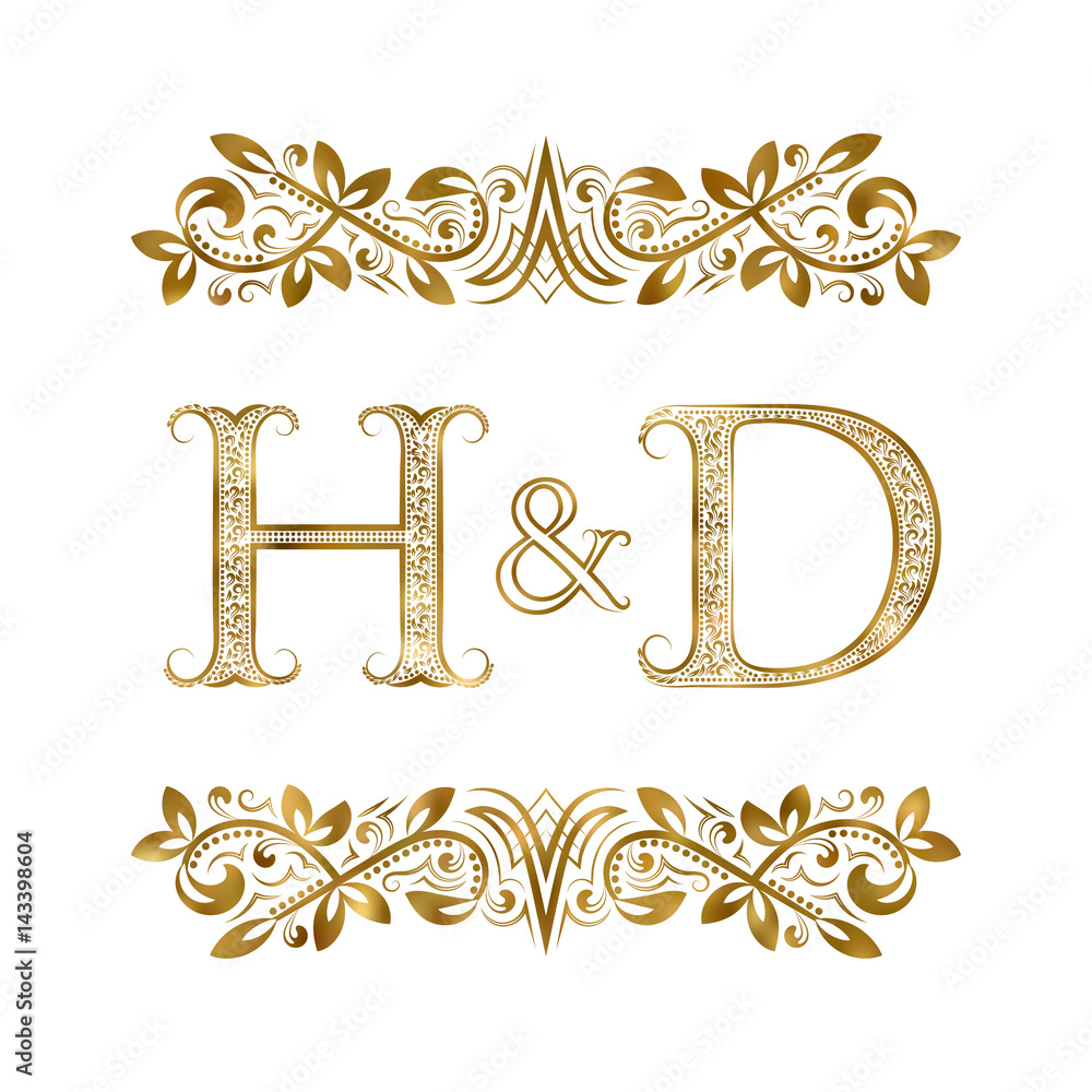 H and D vintage initials logo symbol. The letters are surrounded by ...