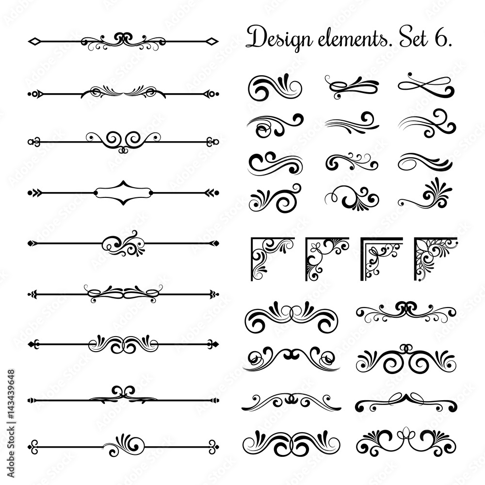 Ornamental borders and flourish corners, royal ornament swirls vector ...
