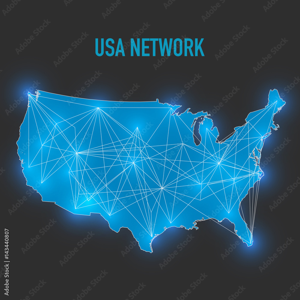 Abstract telecommunication network map. Business conections. Vector ...