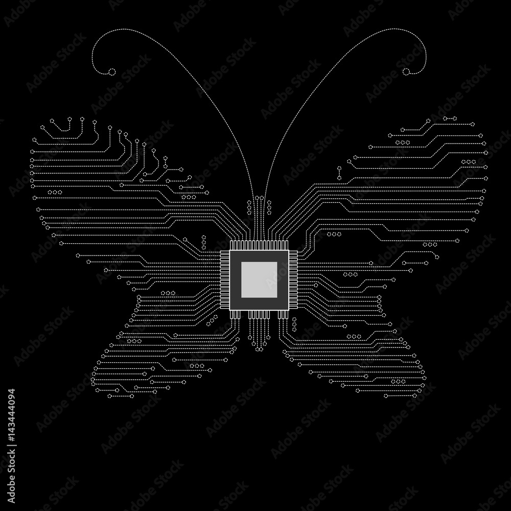 Abstract Butterfly. Electronic circuit butterfly. Vector illustration ...