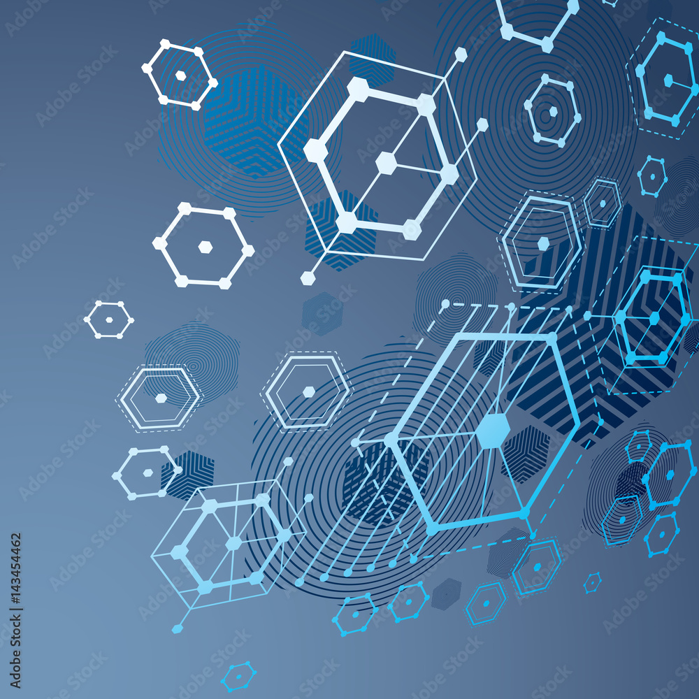 Modular Bauhaus 3d vector blue background, created from simple ...