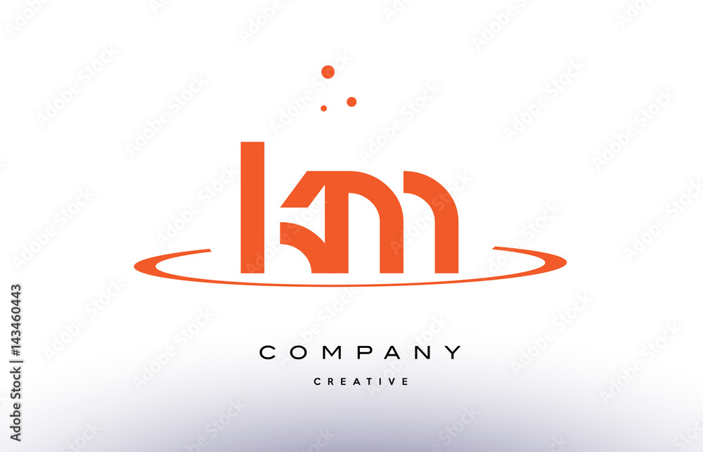 KM K M creative orange swoosh alphabet letter logo icon Stock Vector | Adobe Stock