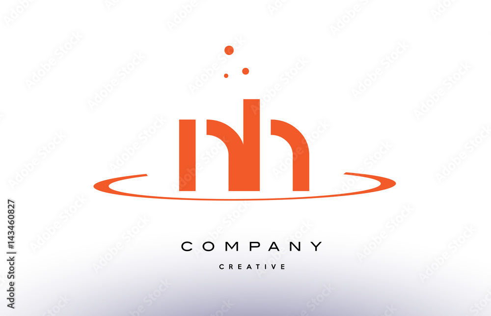 NH N H creative orange swoosh alphabet letter logo icon Stock Vector ...