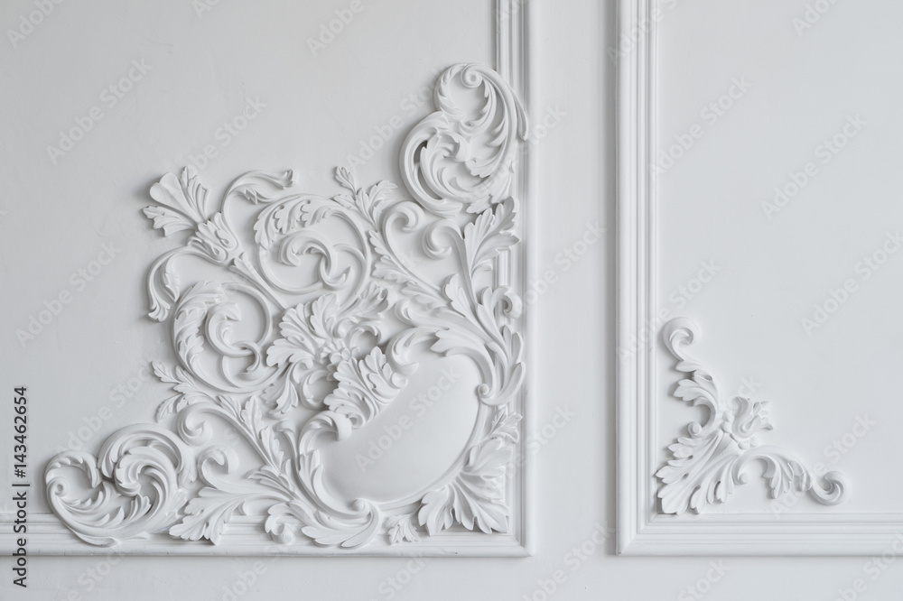 White wall molding with geometric shape and vanishing point. Luxury ...