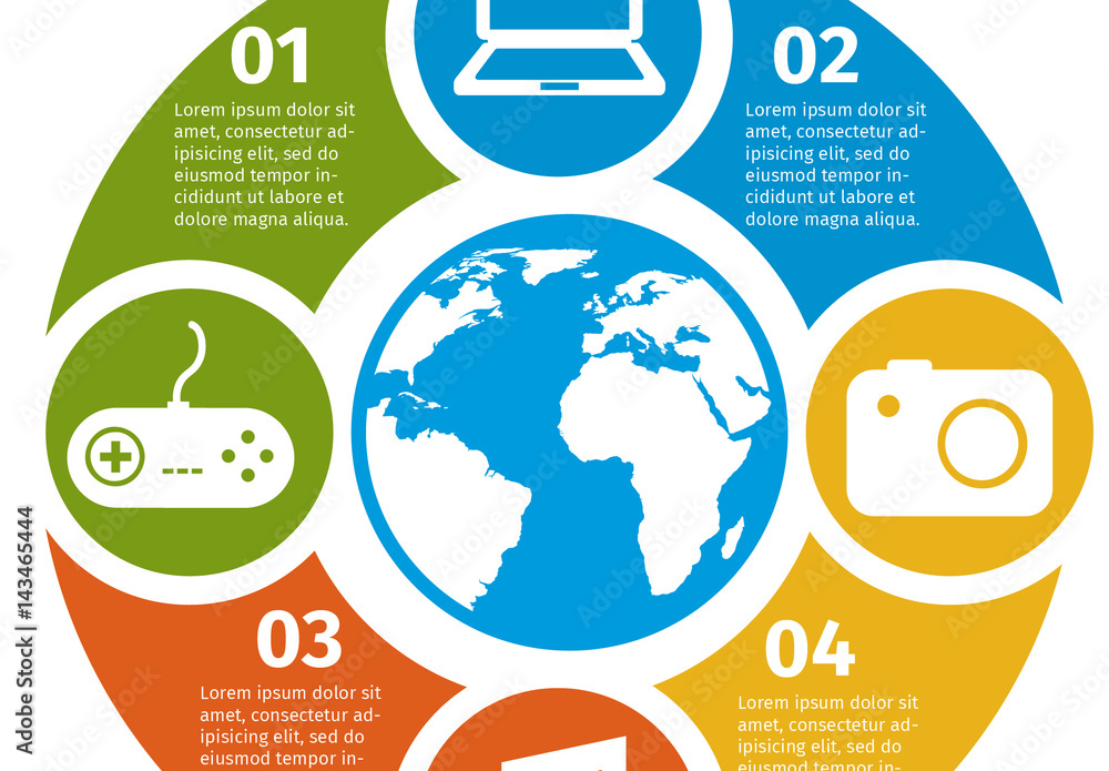 Circular Global Media Infographics Stock Template | Adobe Stock