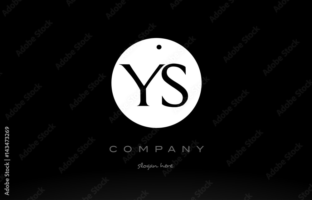 YS Y S simple black white circle alphabet letter logo vector icon ...