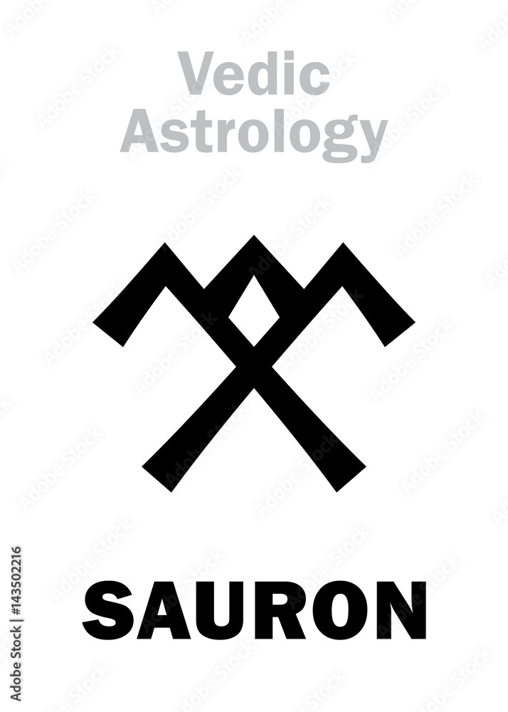 Vetor de Astrology Alphabet: SAURON, Vedic astral planet. Hieroglyphics ...