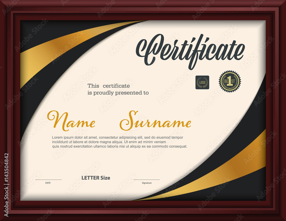 certificate template,letter size diploma, vector illustration Stock ...
