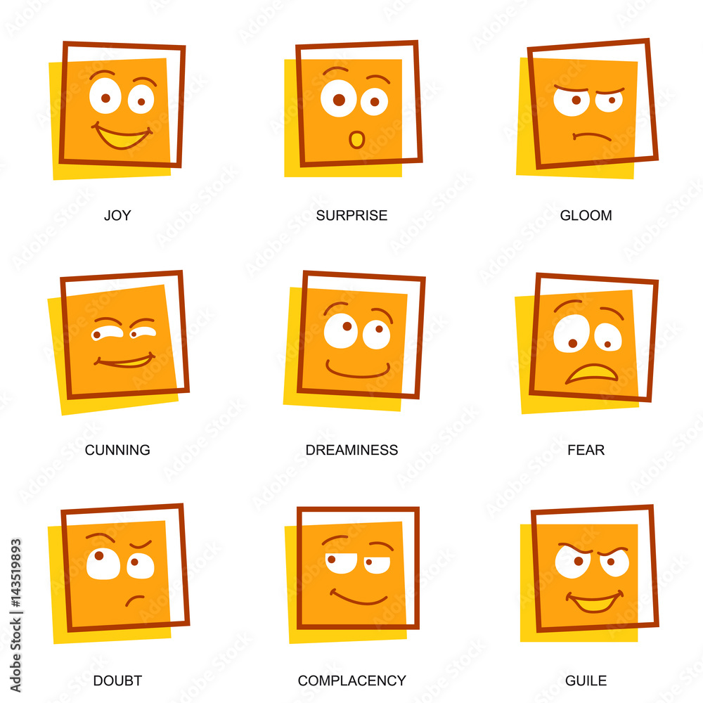 Vecteur Stock Cartoon emotional squares | Adobe Stock