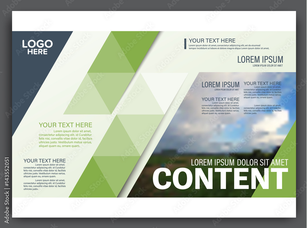 Presentation layout design template. Annual report cover page. greenery ...