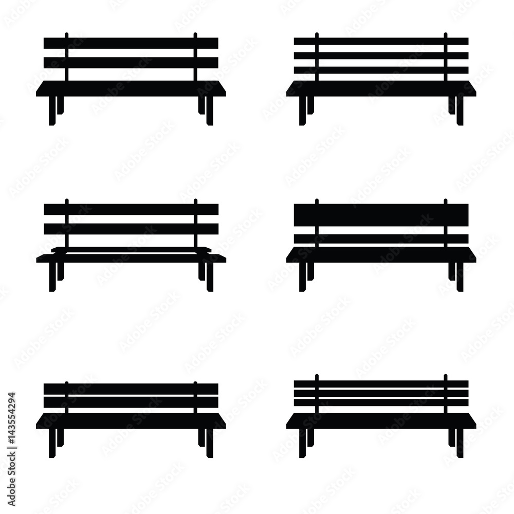 park benches set in black color illustration Stock Vector | Adobe Stock