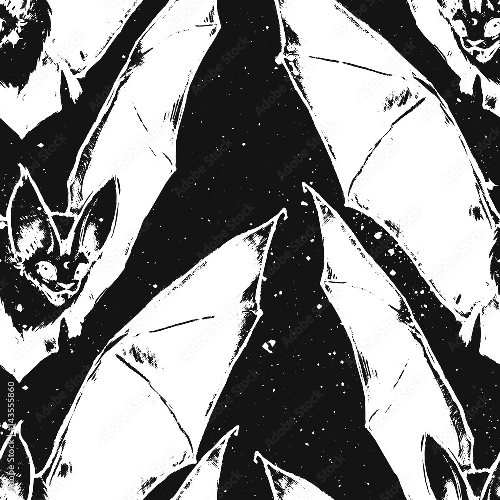 Repeated pattern. Seamless texture. Flying bat. Little vampire. Gothic ...
