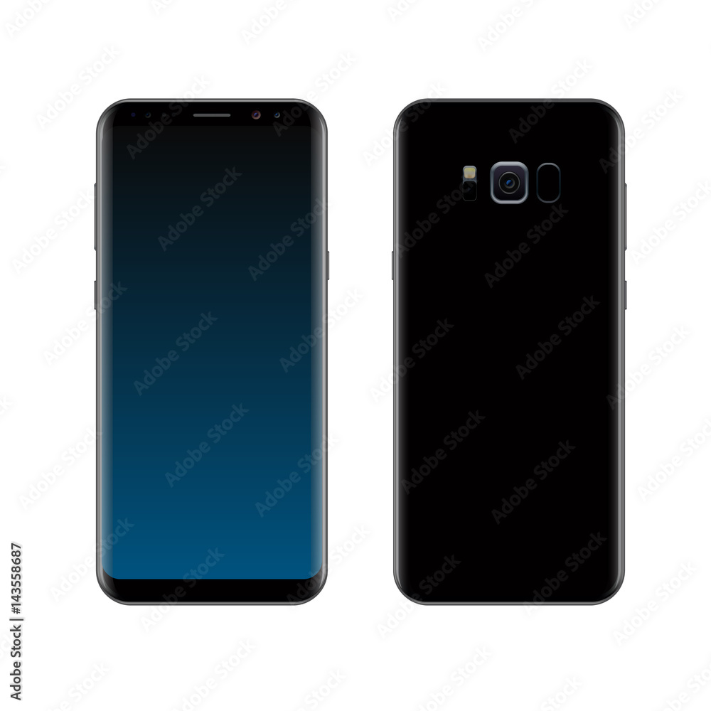 Smartphone design concept. Realistic vector illustration. Black smart ...