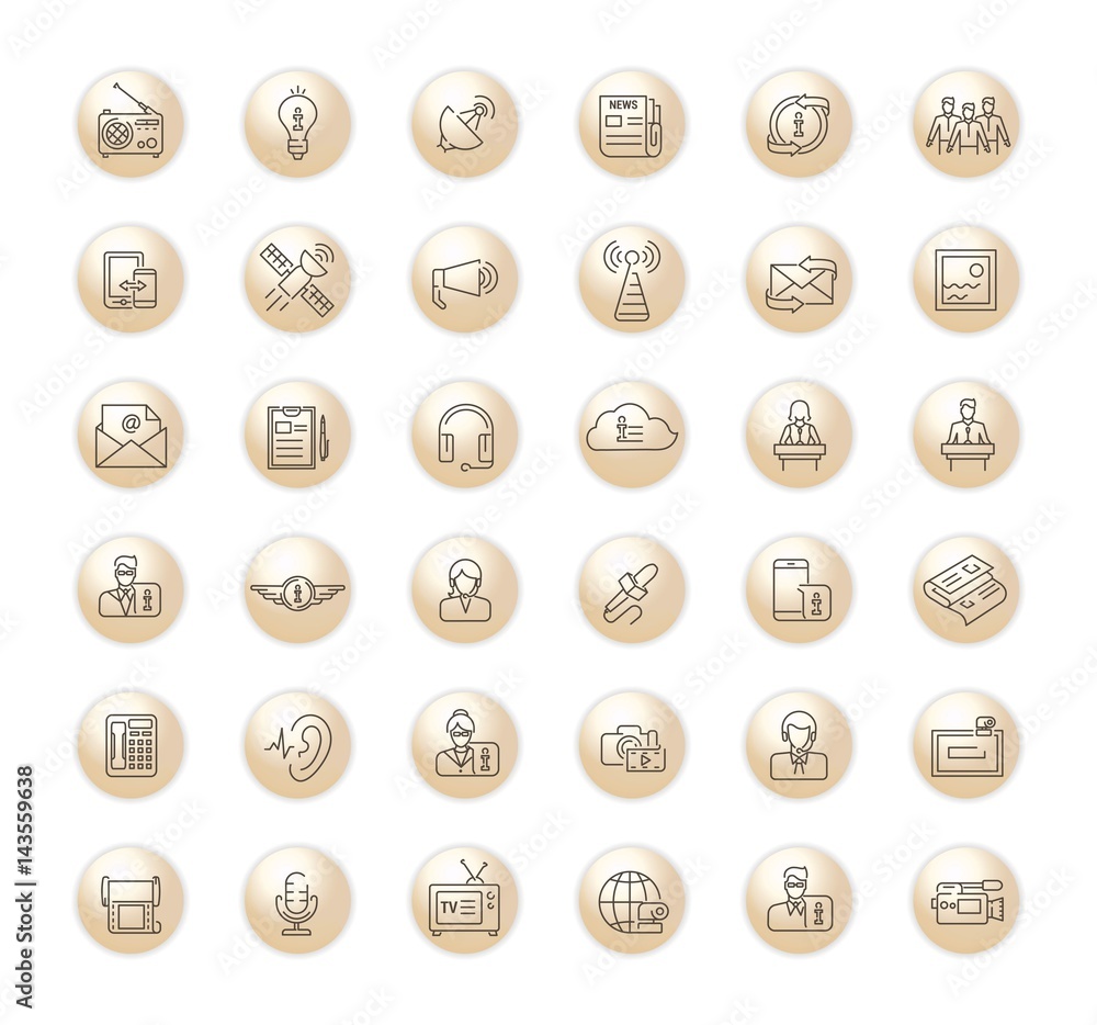 Vector graphic set.Icons in flat, contour,minimal, thin and linear ...