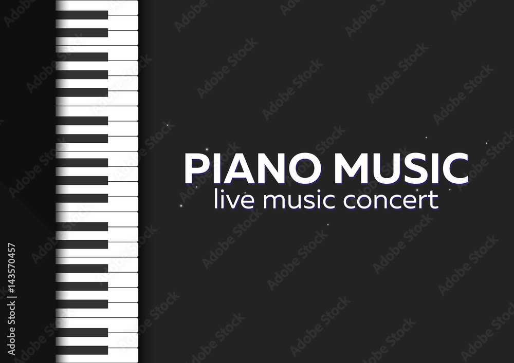 Piano concert poster design. Live music concert. Piano keys. Vector ...