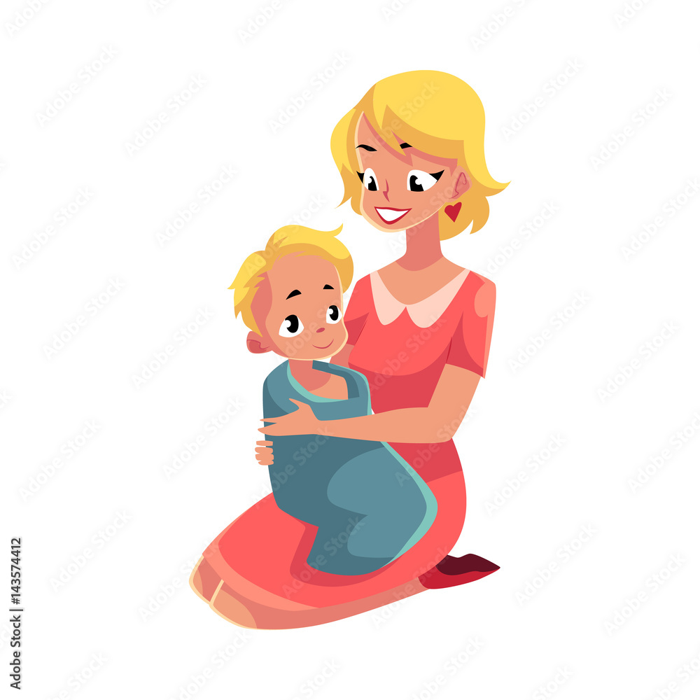 Mom Holding Baby Cartoon