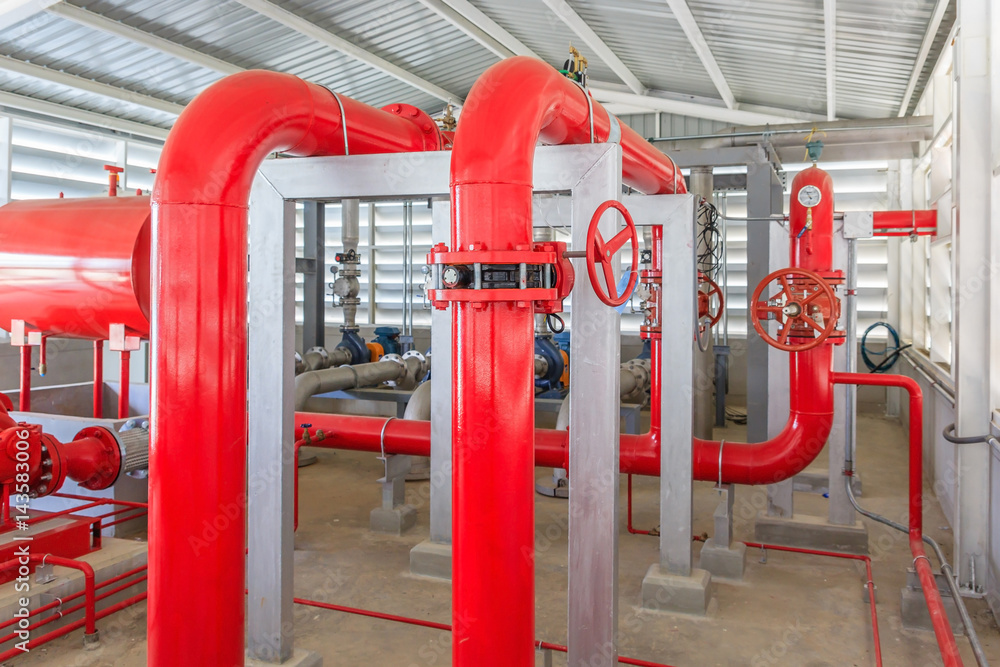 Industrial fire pump station for water sprinkler piping and fire alarm ...