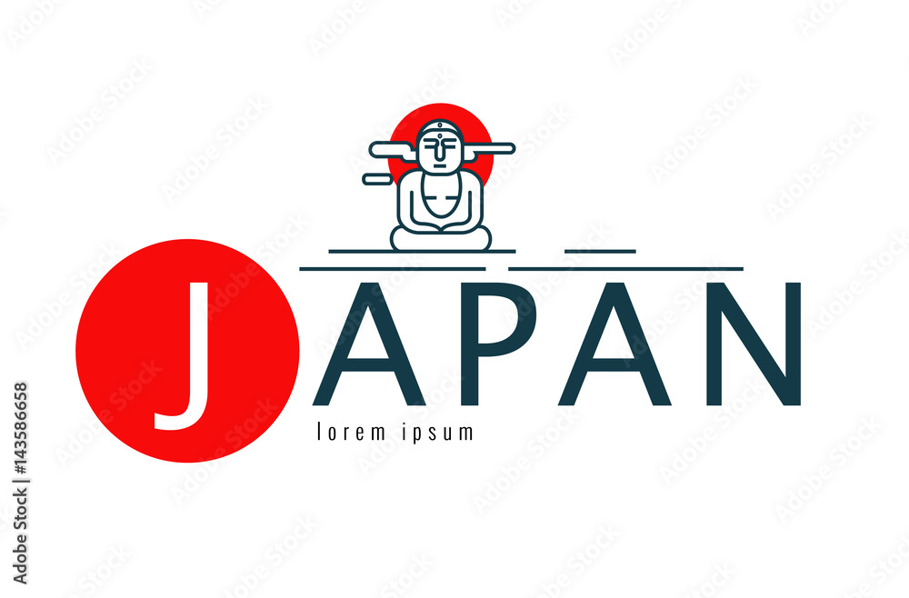Japan logo. Scene of The Great Buddha Daibutsu. japan famous Landmark ...