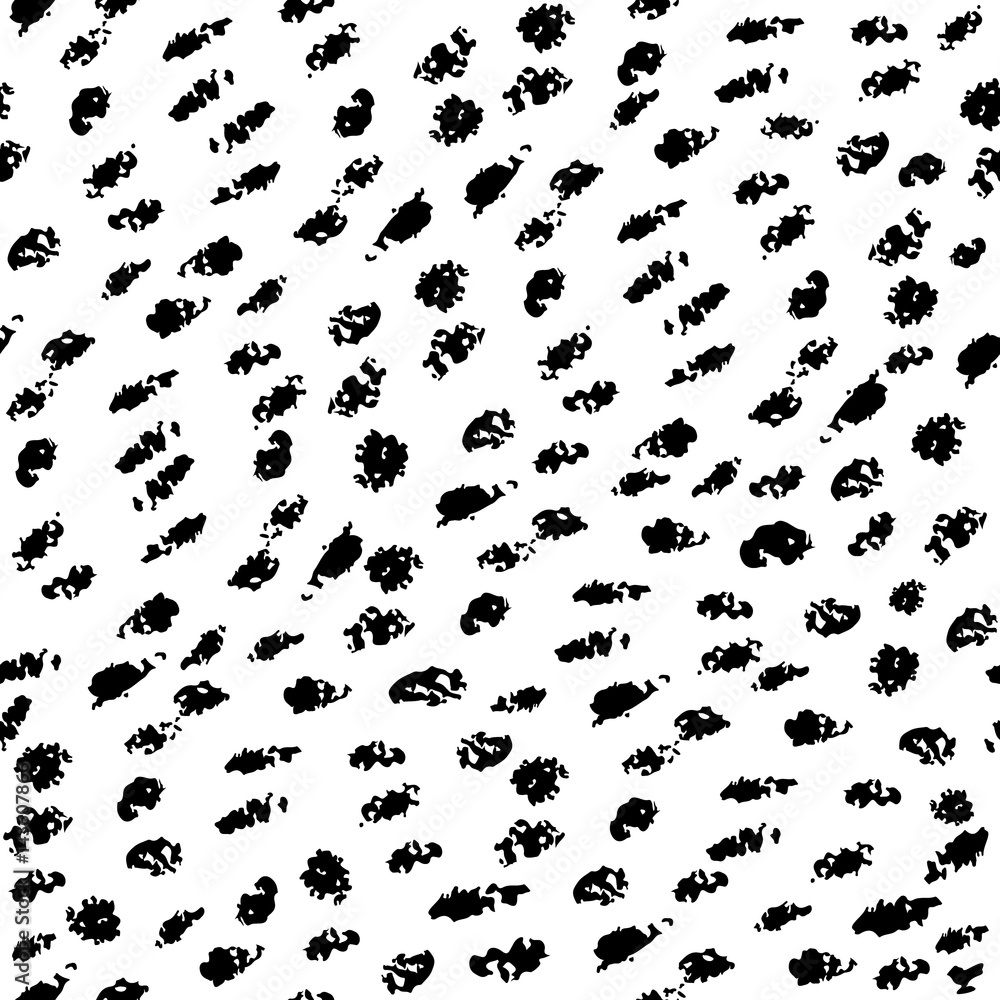 Vector seamless pattern with brush blots and spots . Black color on ...