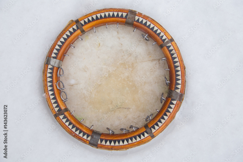 Central Asian tambourine. Uzbek doira. The traditional uzbek musical ...