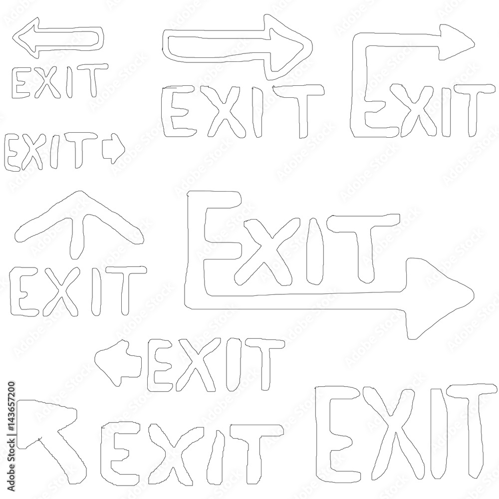 EXIT of Outline Design isolated on white background. Stock-Illustration ...
