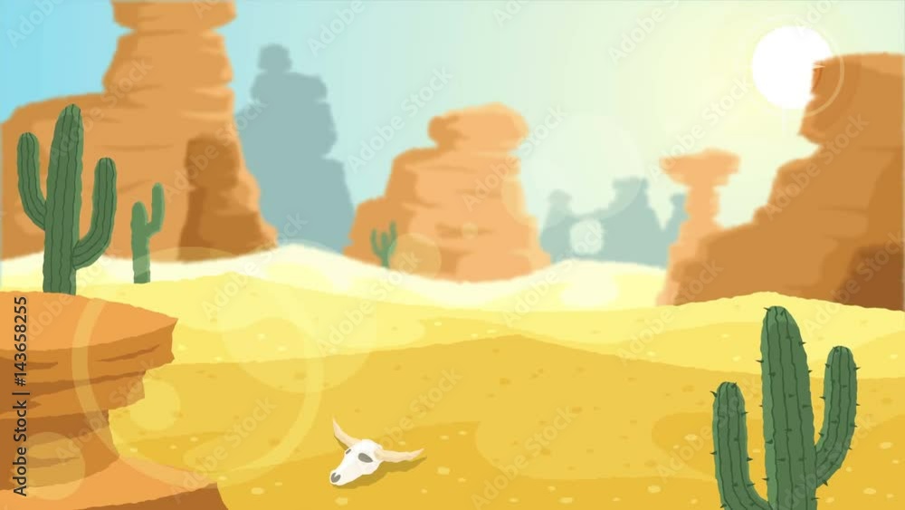 Desert / Looping animation with desert landscape. Stock Video | Adobe Stock