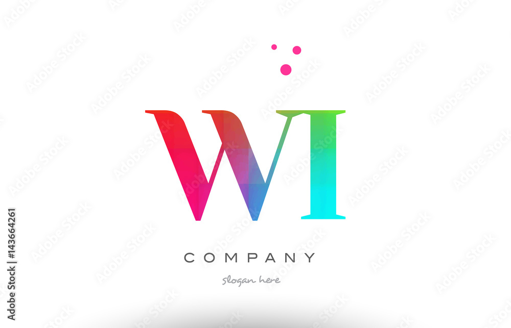 WI W I colored rainbow creative colors alphabet letter logo icon Stock ...