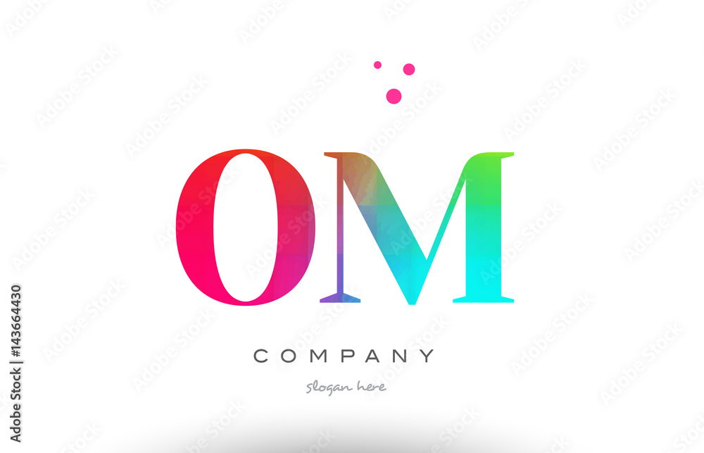 OM O M colored rainbow creative colors alphabet letter logo icon Stock ...